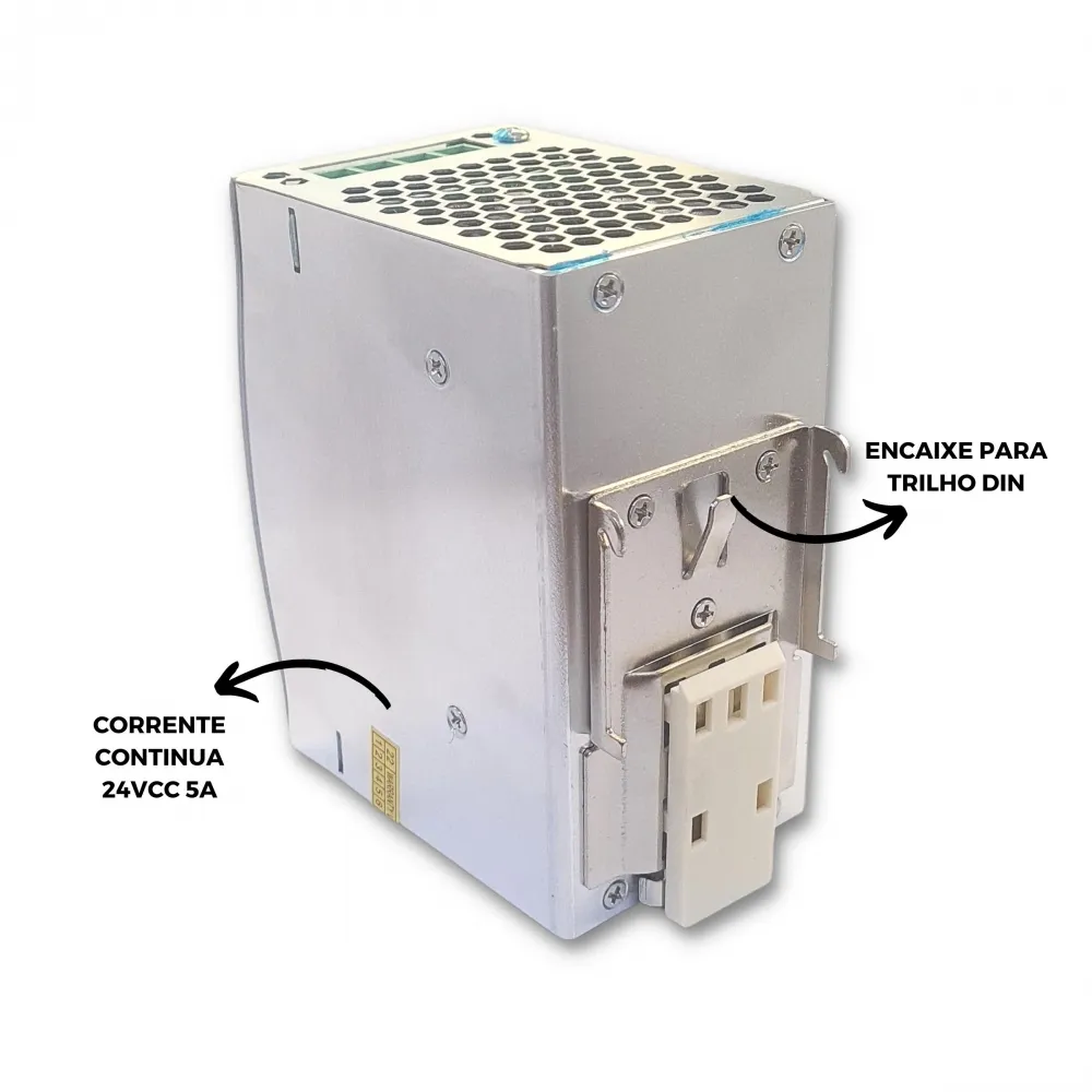 LEMAQS AUTOMACAO - FONTE CHAVEADA PARA TRILHO DIN 24V 120W DR-120-24
