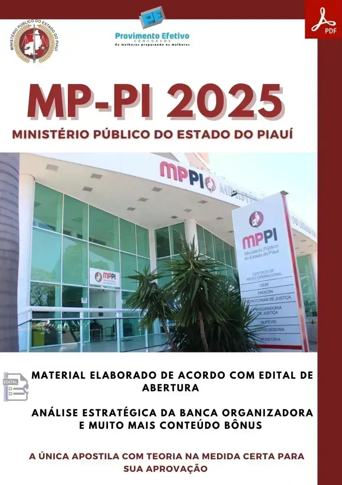 Provimento Efetivo Concursos - Apostila MP PI 2025 Técnico Área ...