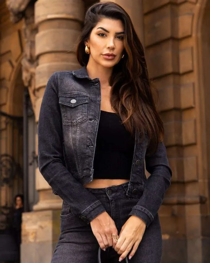 Blue Angels Store - Jaqueta Jeans Revanche Feminina Preta