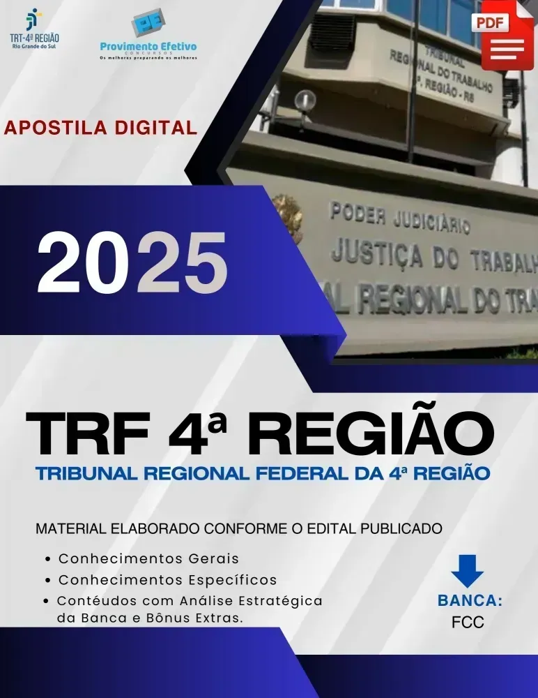 Provimento Efetivo Concursos - Apostila TRF 4 Região 2025 Analista ...
