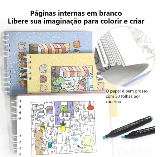 M&E Store atacado e dropshipping - Livro De Colorir Bobbie Goods Capa Dura | 50 Páginas | 420g ...