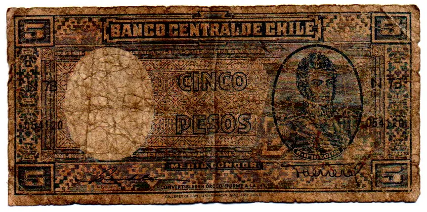 Numis Market - Chile - 5 Pesos - Cédula Estrangeira - UTG